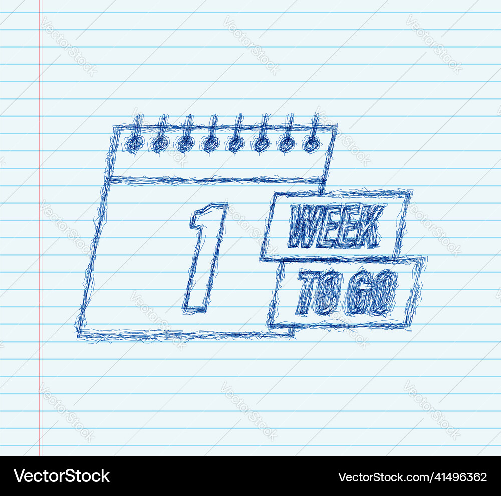 1 week to go sketch style icon Royalty Free Vector Image