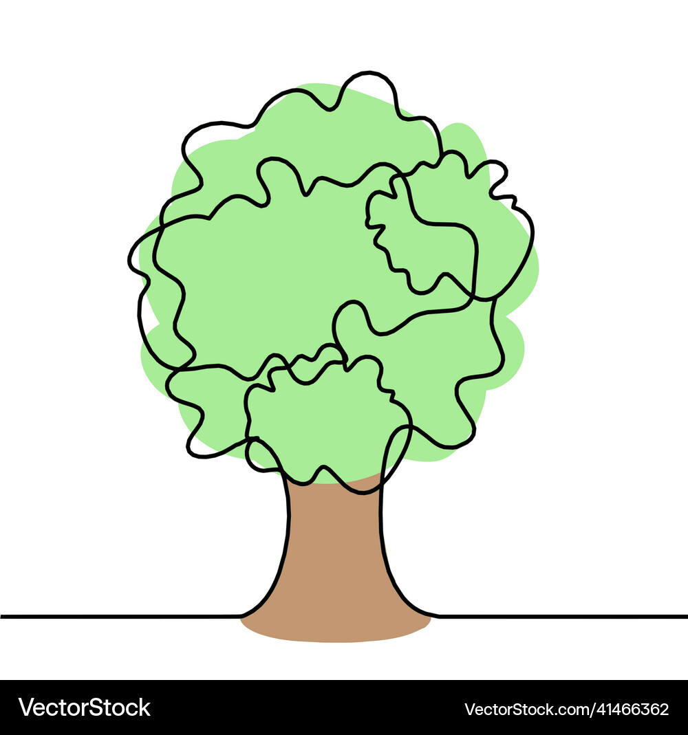 Abstract color tree as line drawing on the white Vector Image