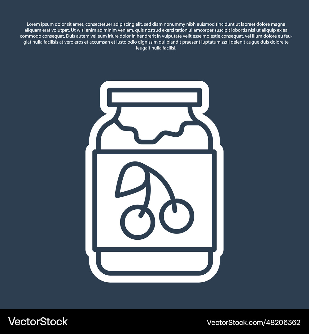 Blue line jam jar icon isolated on blue background