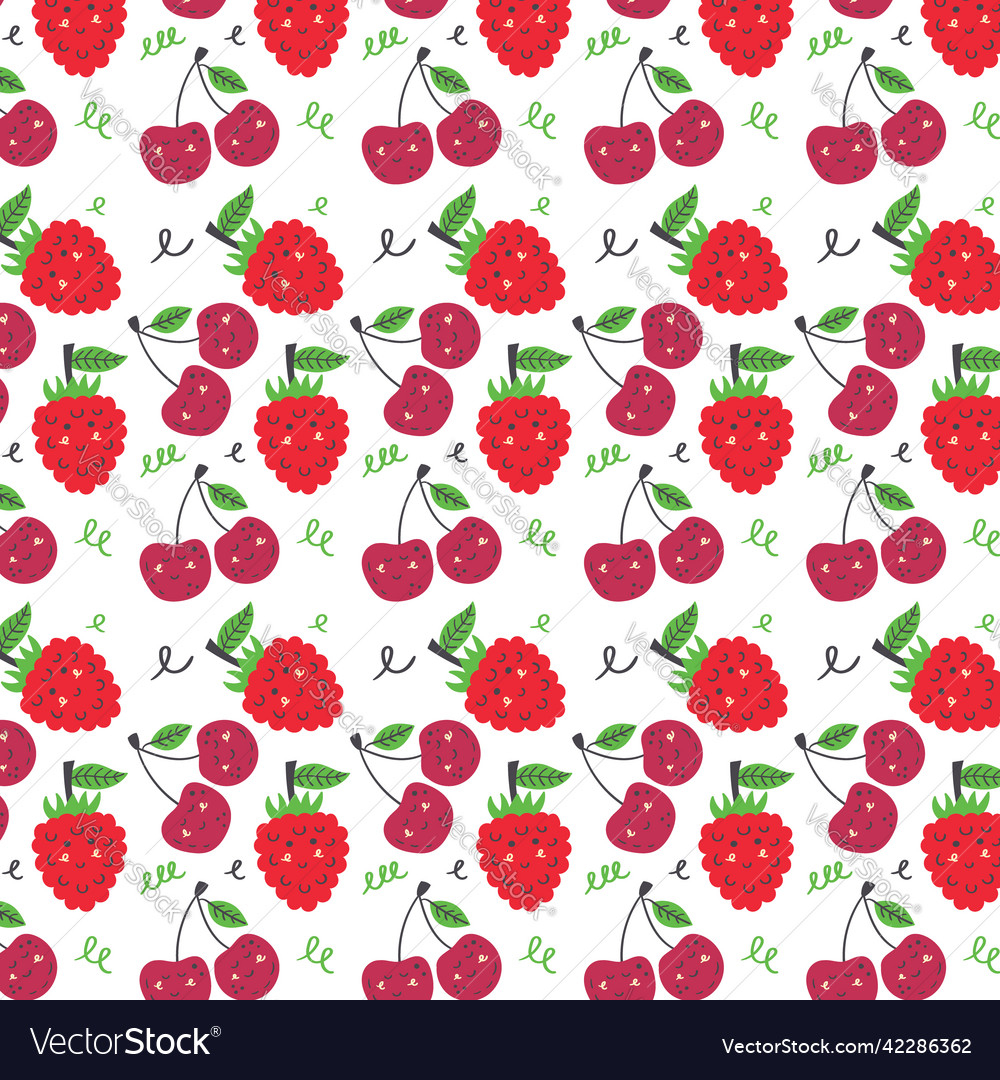 Cherry and raspberry pattern Royalty Free Vector Image