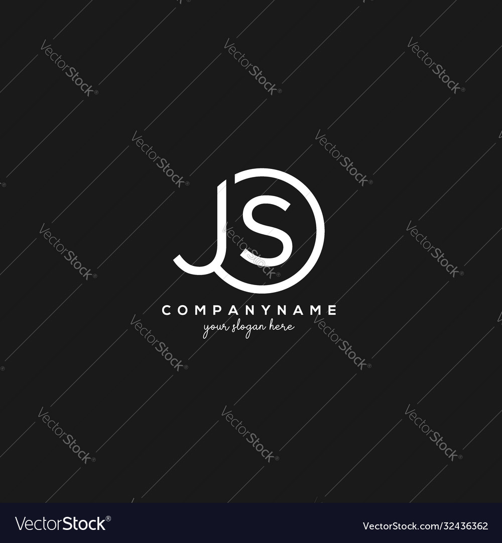 Initial js letter logo with circle template Vector Image