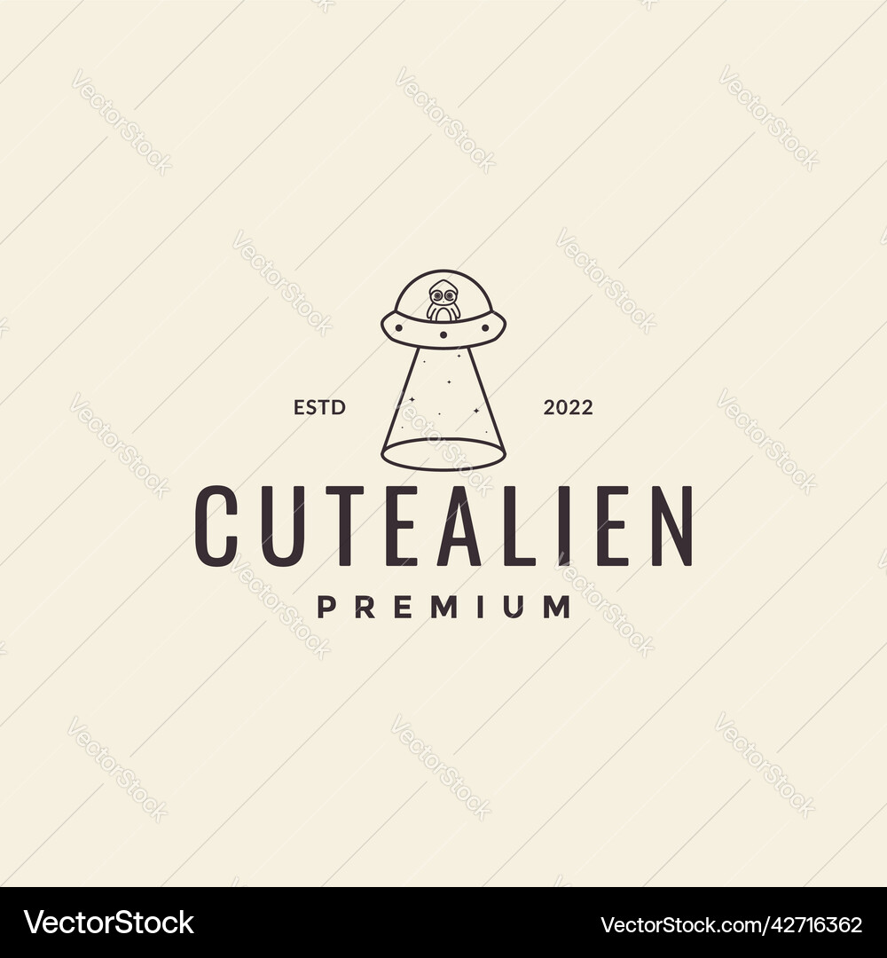 Line cute alien with airplane logo design graphic Vector Image