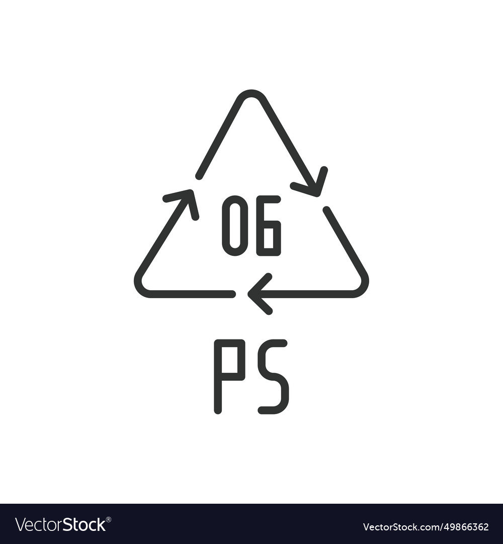 Ps 06 recycling code symbol plastic Royalty Free Vector