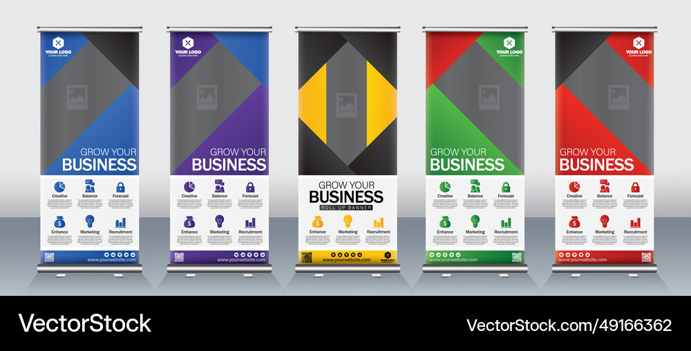 Roll up banner for business event Royalty Free Vector Image