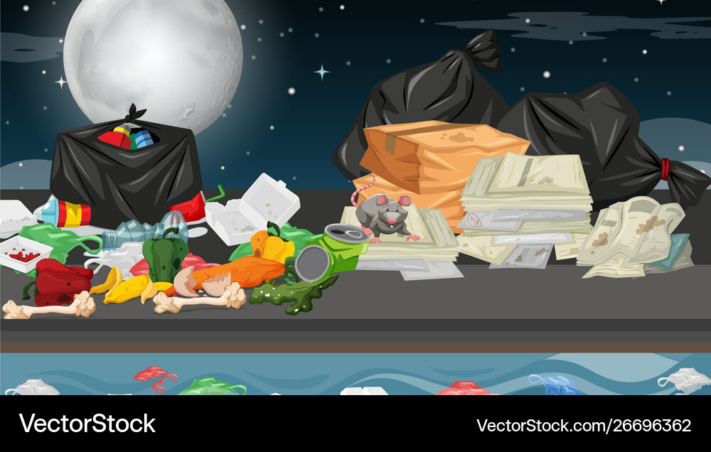 Rubbish in street scene Royalty Free Vector Image