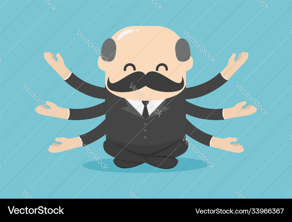 Boss businessman sitting for meditation Royalty Free Vector