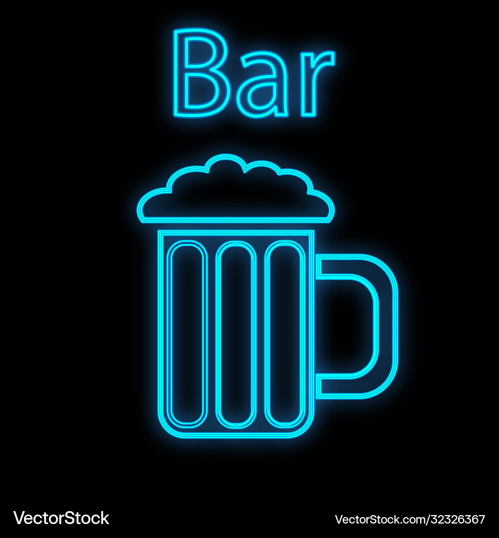 Bright luminous blue neon sign for cafe bar Vector Image