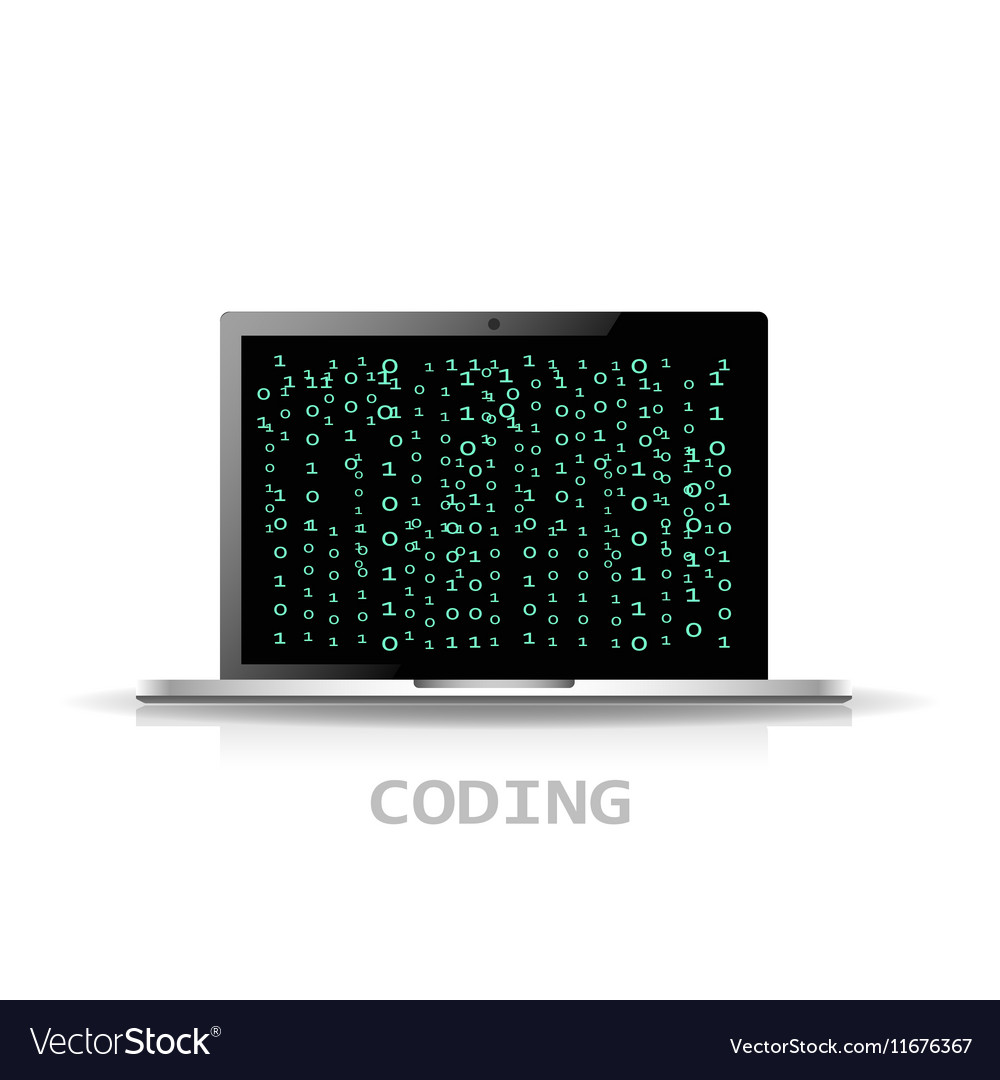 Code flat design with laptop digital icon Vector Image