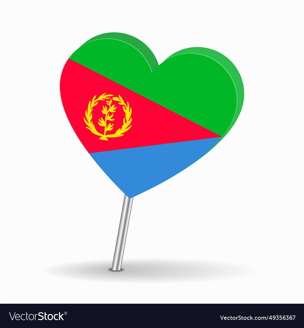 Eritrean flag heart-shaped map pointer layout Vector Image
