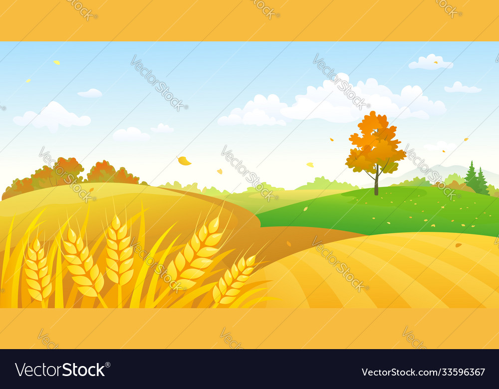 Fall fields landscape Royalty Free Vector Image