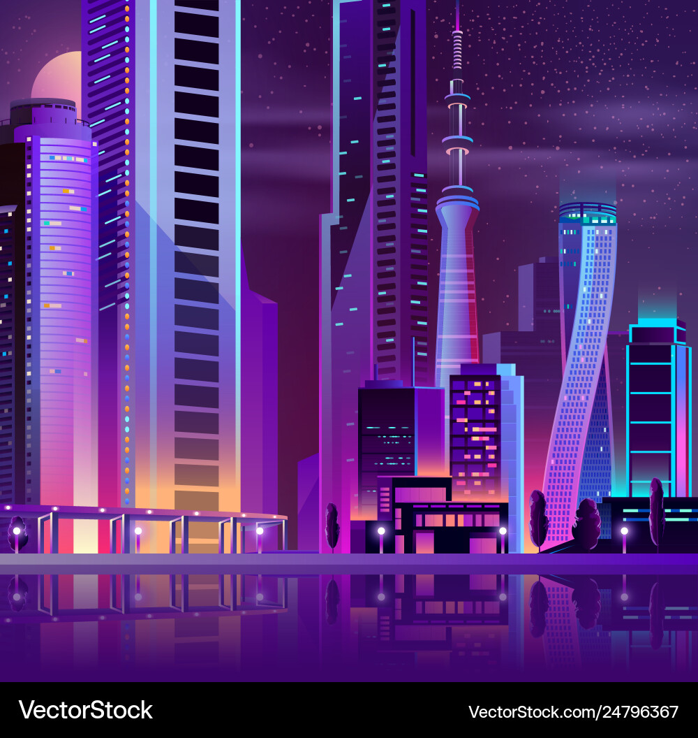 Modern city on sea island Royalty Free Vector Image