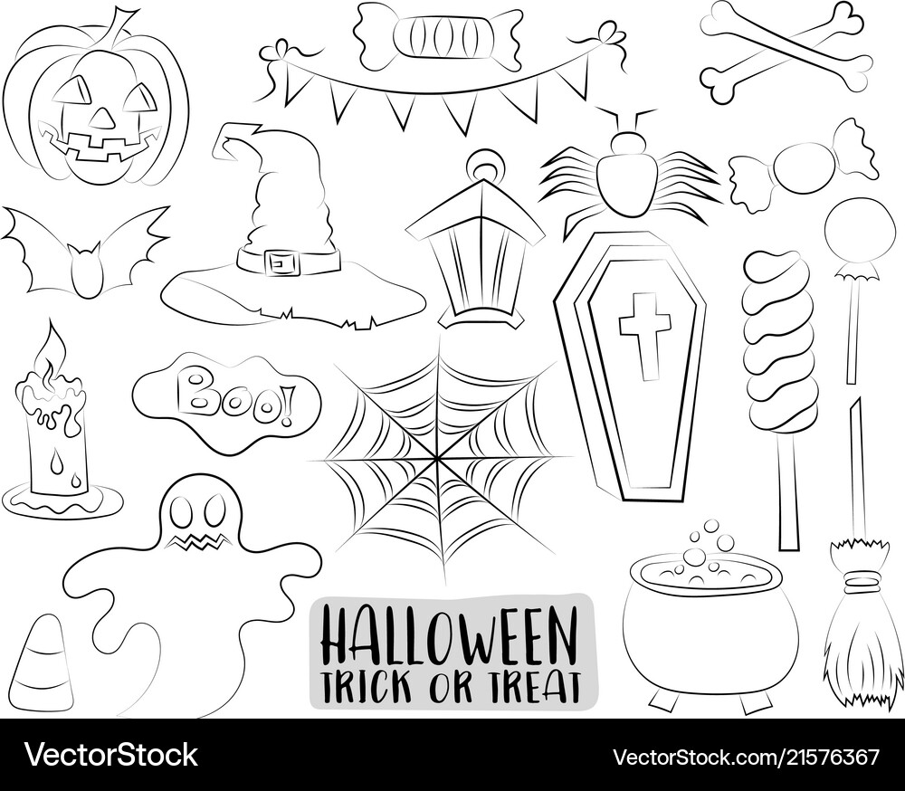 Set of halloween design elements and icons Vector Image