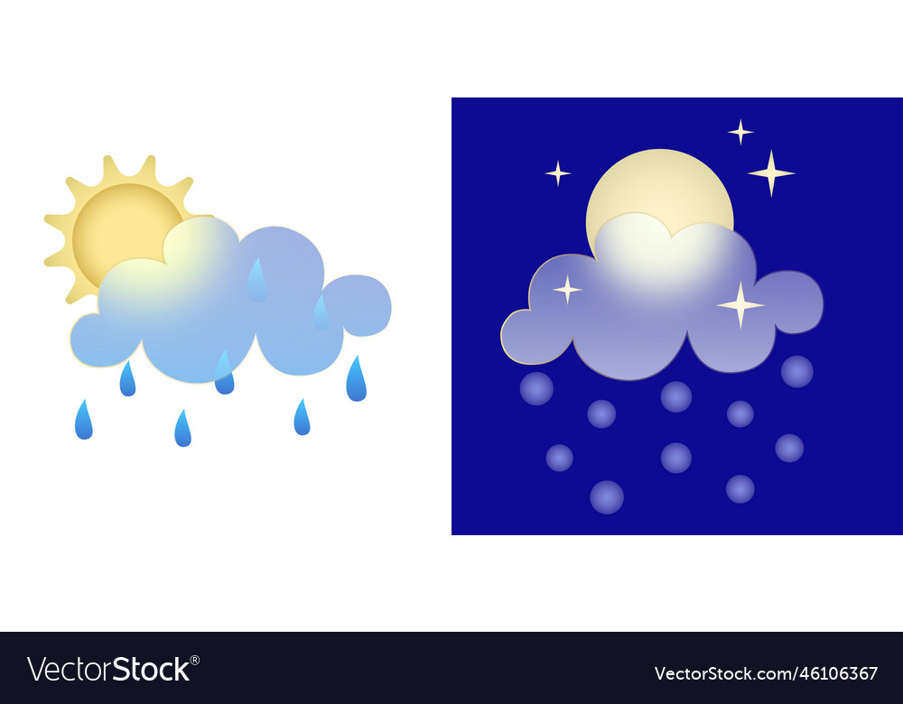 Set of weather icons glassmorphism style symbols Vector Image