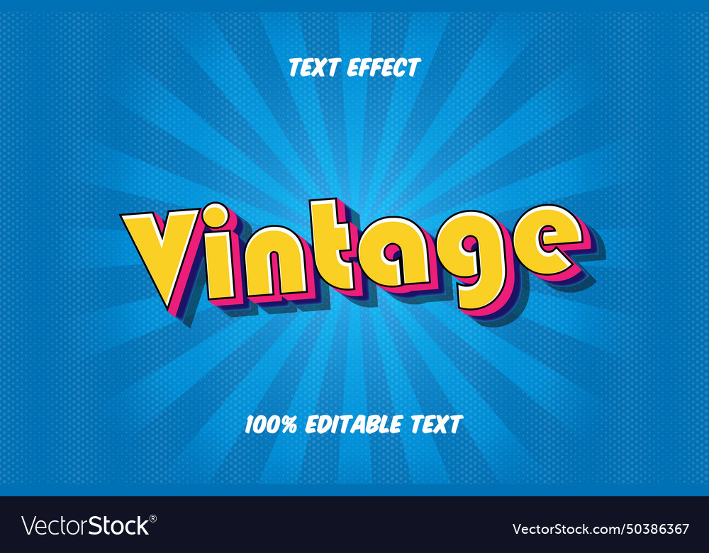 Vintage editable text effect Royalty Free Vector Image