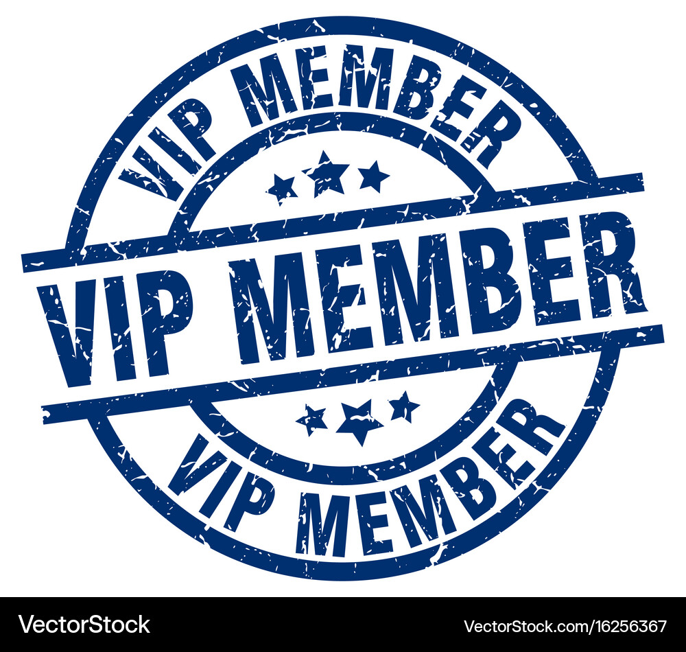 Vip member blue round grunge stamp Royalty Free Vector Image