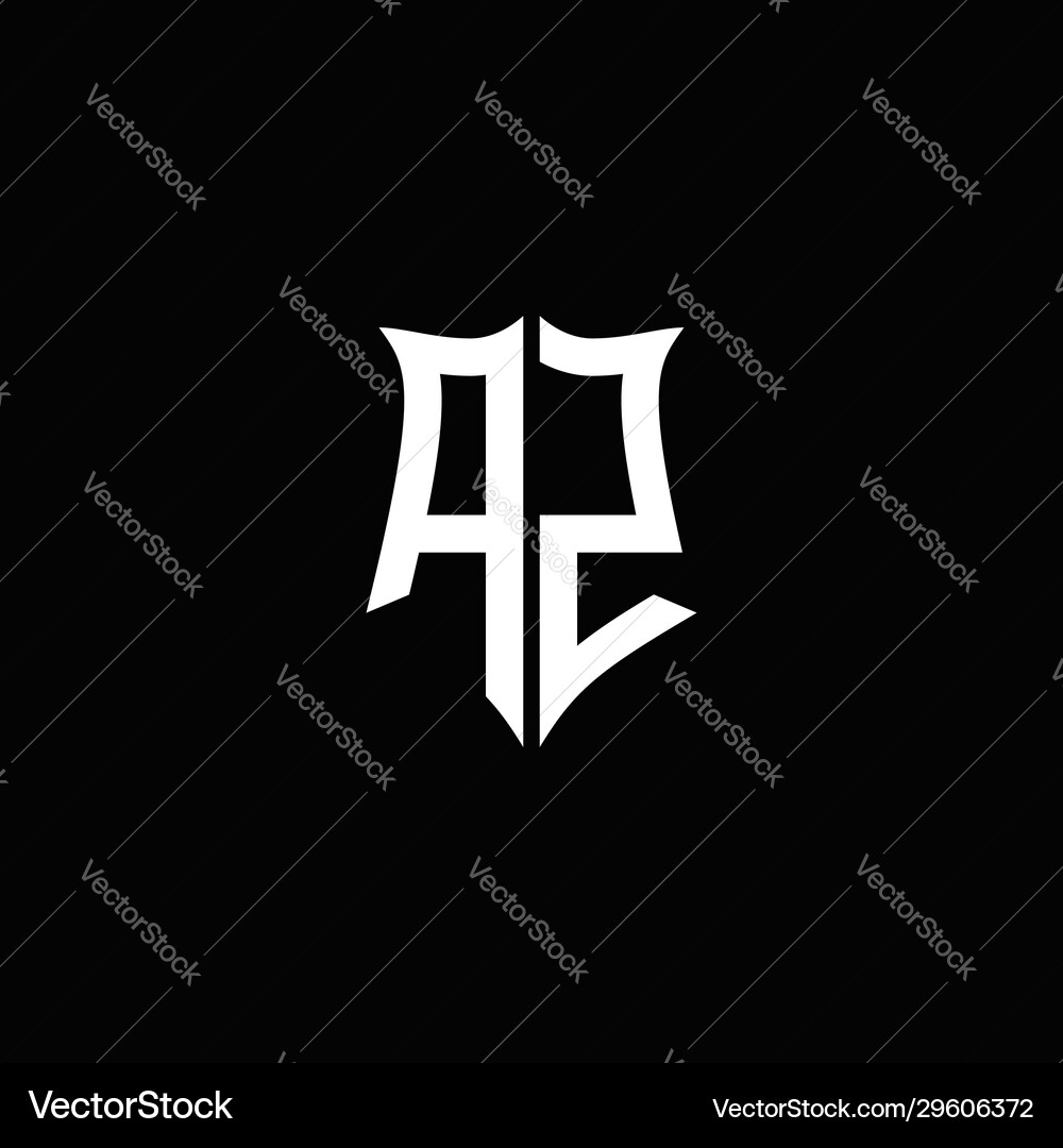 Az monogram letter logo ribbon with shield style Vector Image