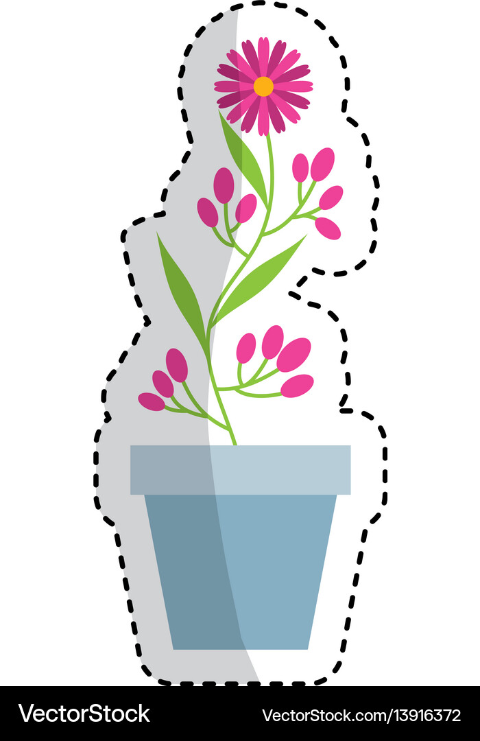 Cute garden flower in pot Royalty Free Vector Image