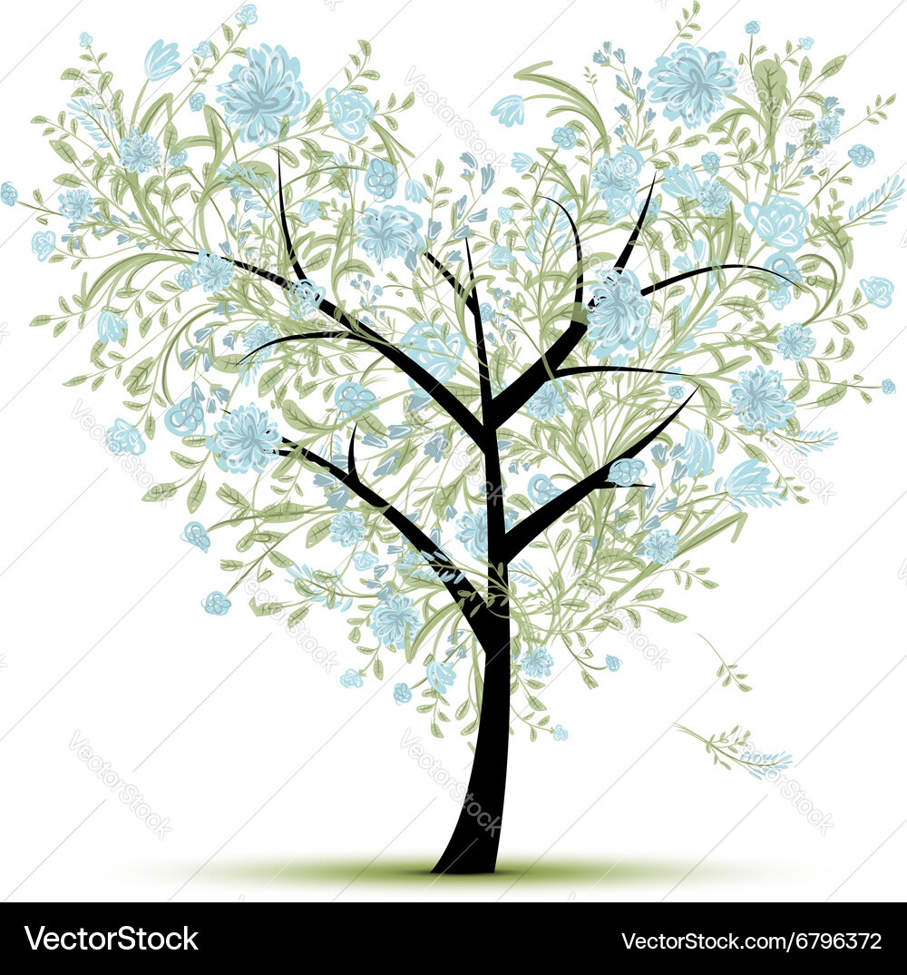 Floral love tree for your design heart shape Vector Image