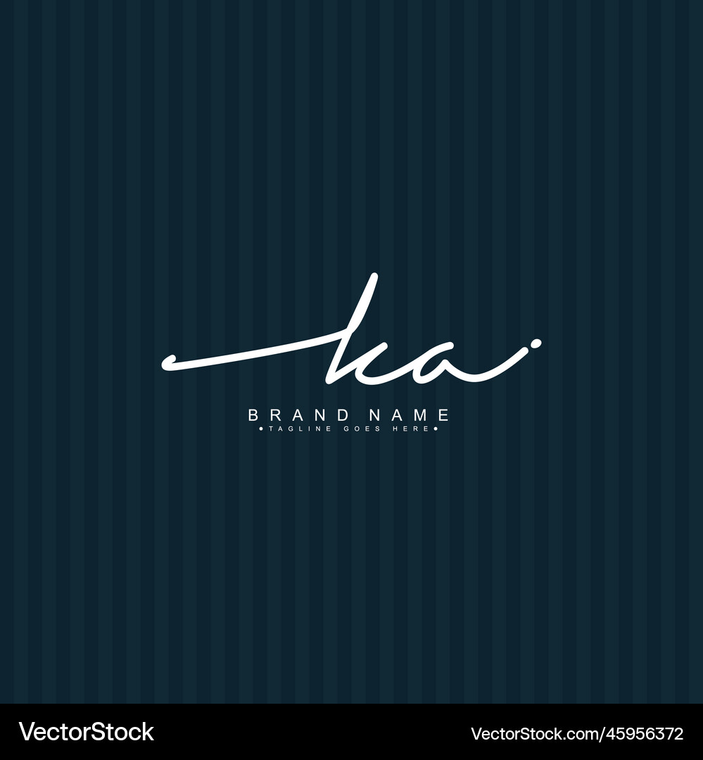 Ka initial logo in signature style for Royalty Free Vector