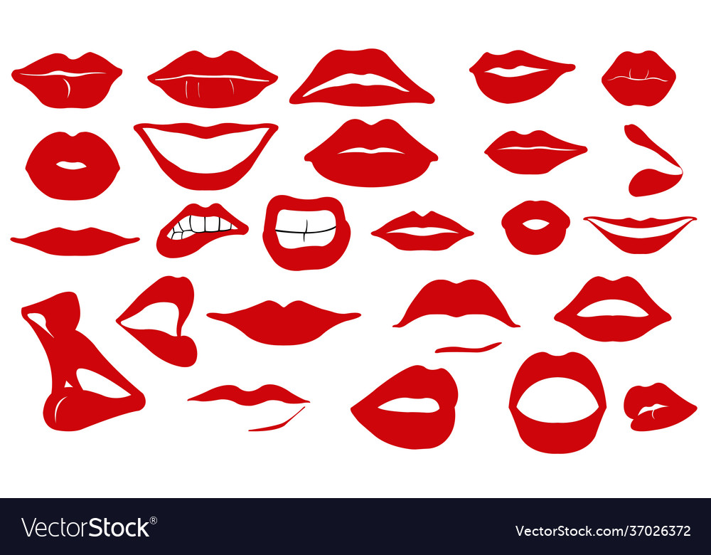 Lips set Royalty Free Vector Image - VectorStock