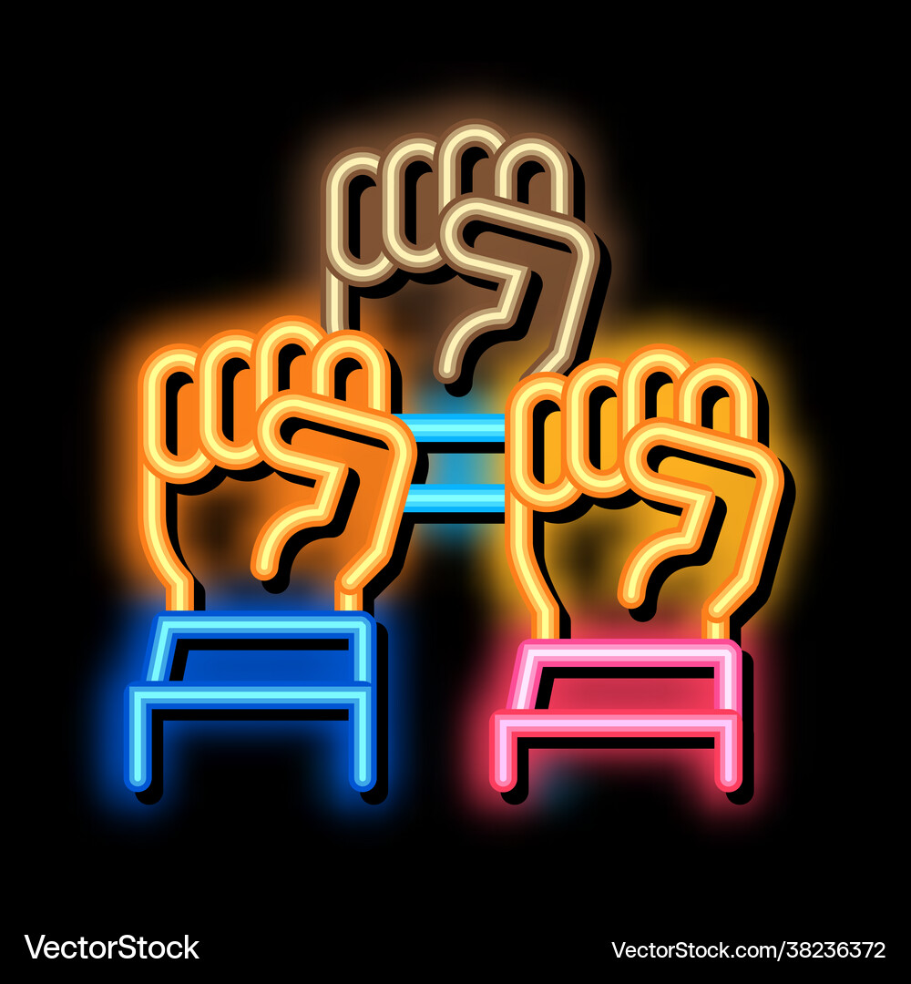 Multiracial fists neon glow icon Royalty Free Vector Image