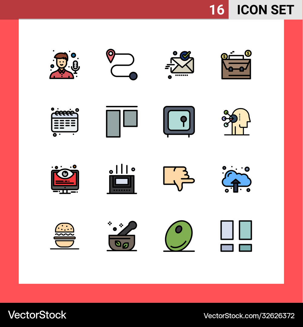 Pictogram set 16 simple flat color filled Vector Image