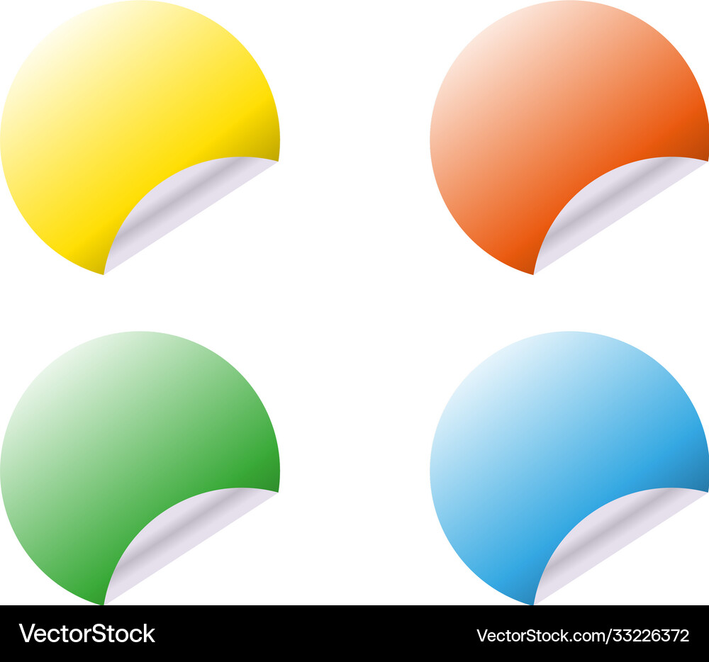 Round stickers with curled edge isolated on white Vector Image