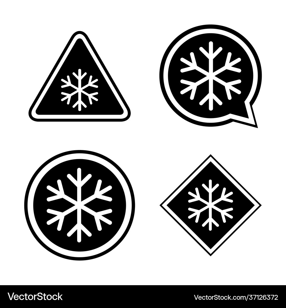 Set snow winter icon danger ice flake sign Vector Image