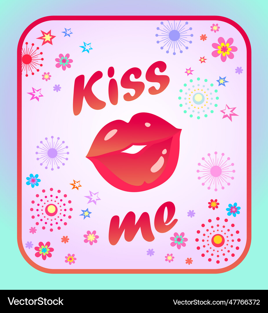 Social media greeting concept pink colored lips Vector Image