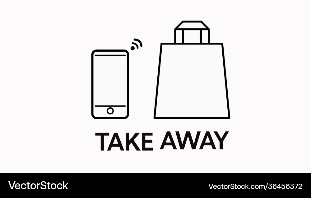 Take away bag icon with a mobile or sign Vector Image