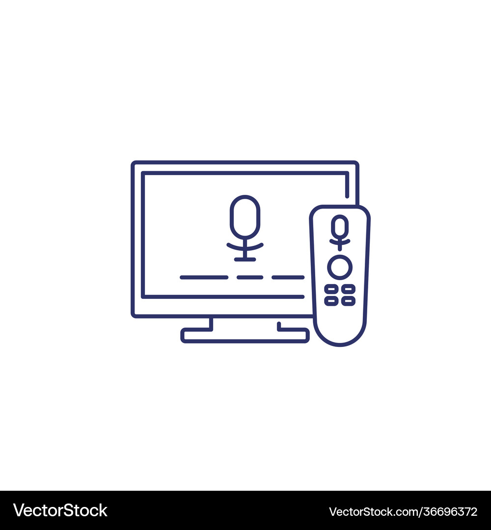 Tv with voice control line icon on white Vector Image