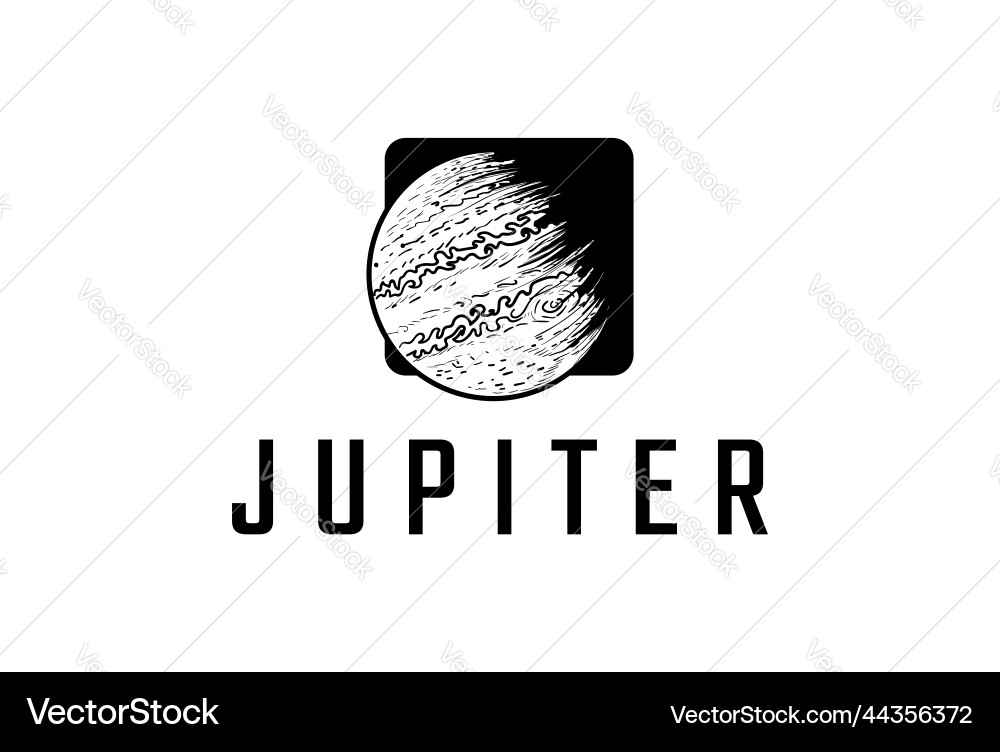 Vintage retro jupiter planet symbol for space Vector Image