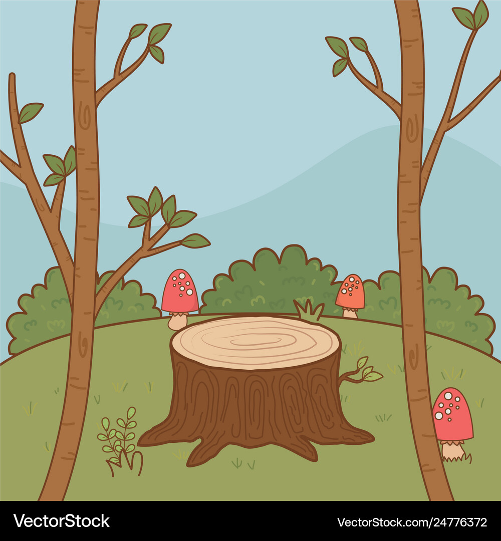 Wooden trunk cartoon Royalty Free Vector Image