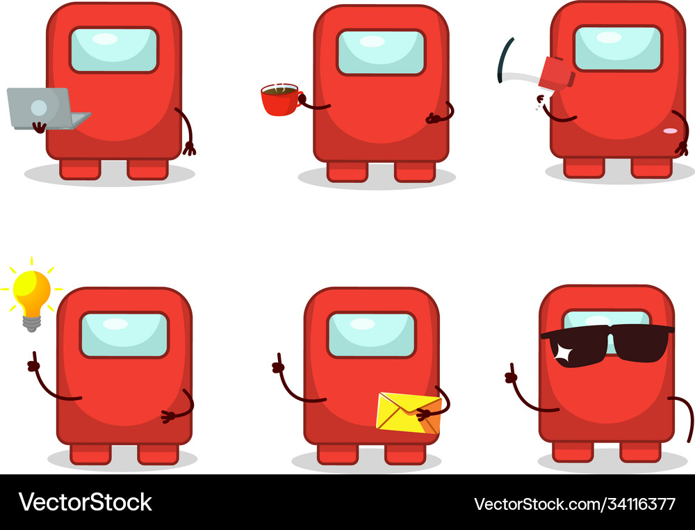 Among us red cartoon character with various types Vector Image