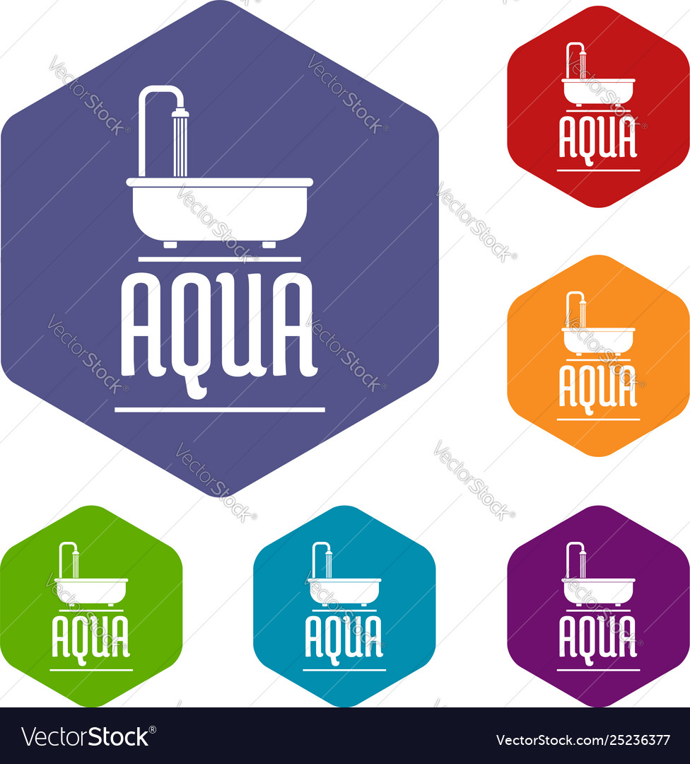 Aqua icons hexahedron Royalty Free Vector Image