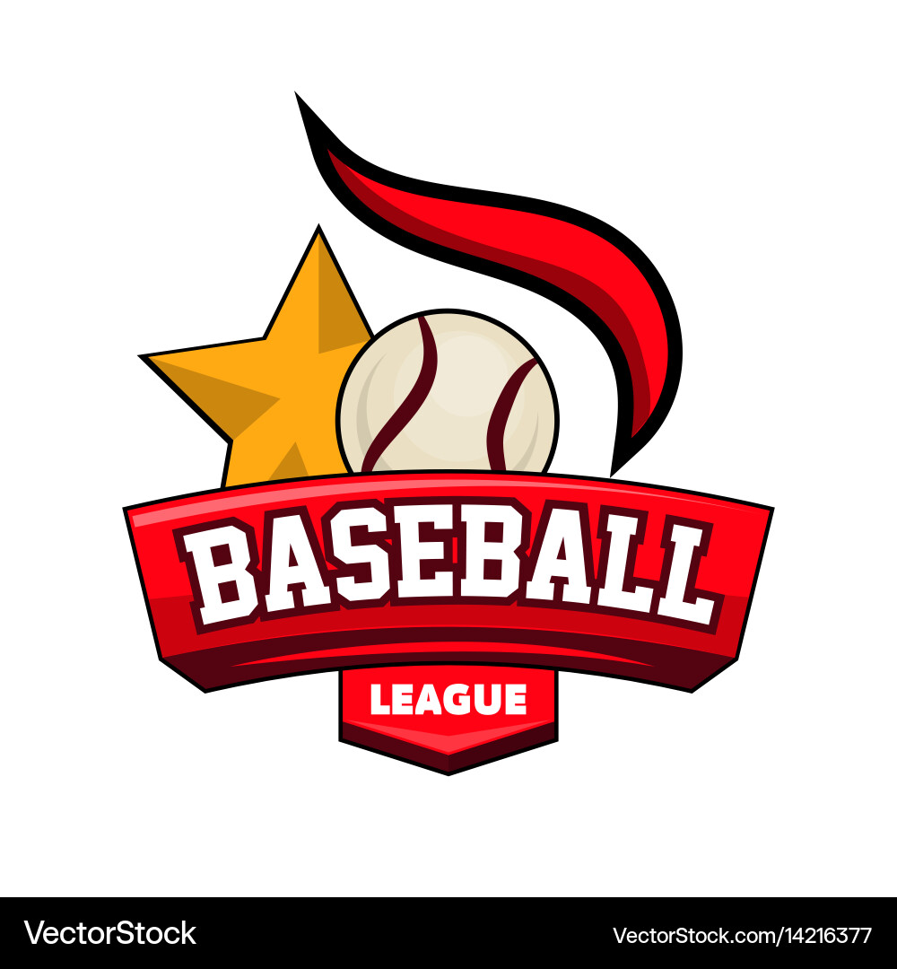 Baseball league logotype with ball star Royalty Free Vector