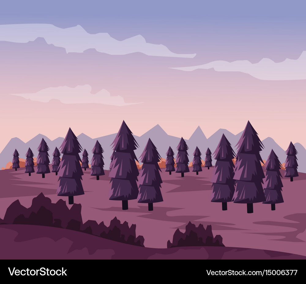 Colorful background with dawn landscape valley Vector Image