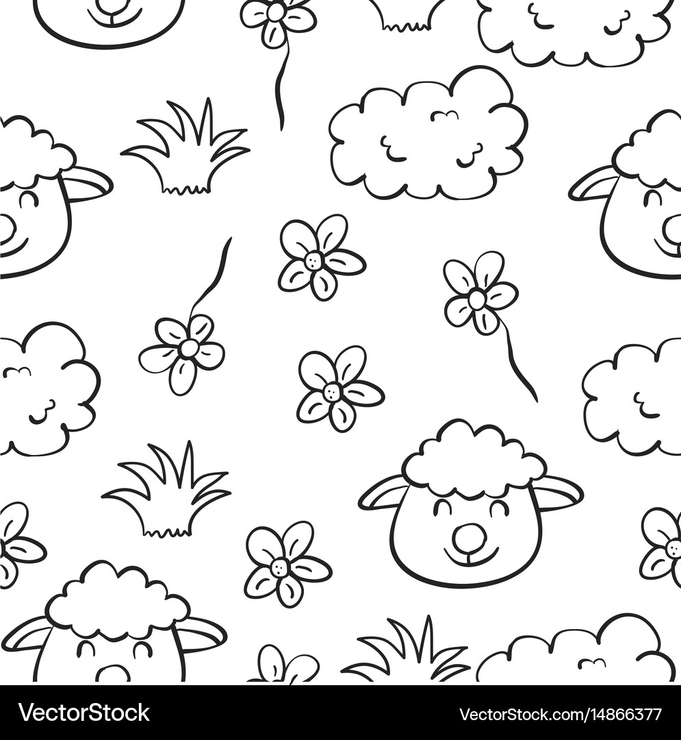 Doodle of sheep hand draw style Royalty Free Vector Image