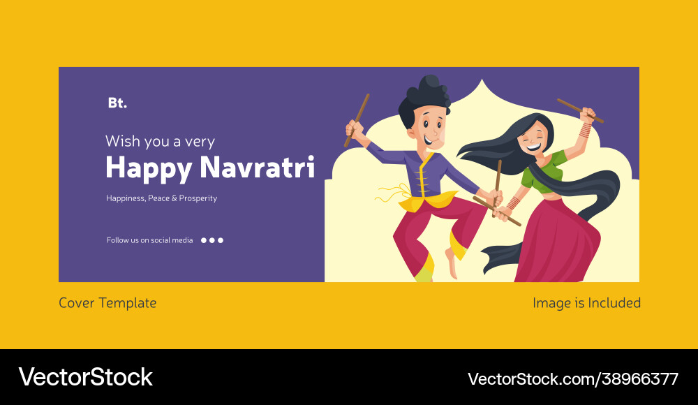 Happy navratri cover page design Royalty Free Vector Image