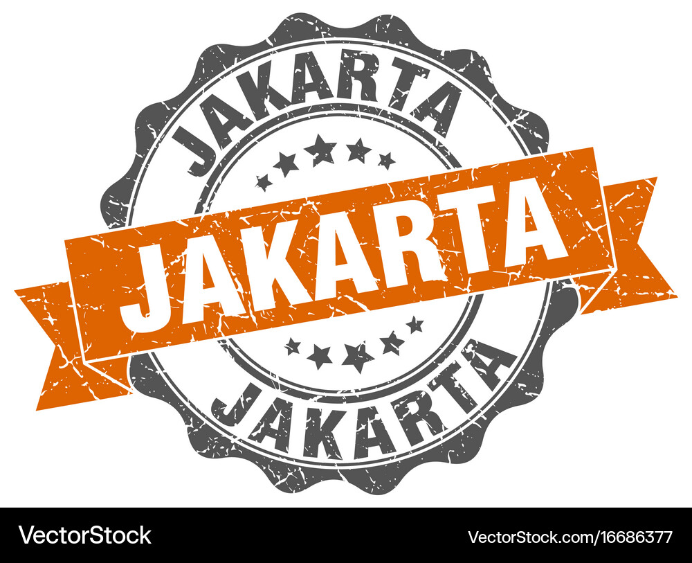 Jakarta round ribbon seal Royalty Free Vector Image