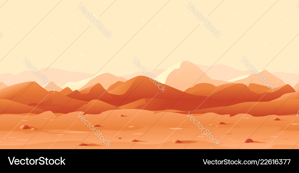 Mars landscape game background Royalty Free Vector Image