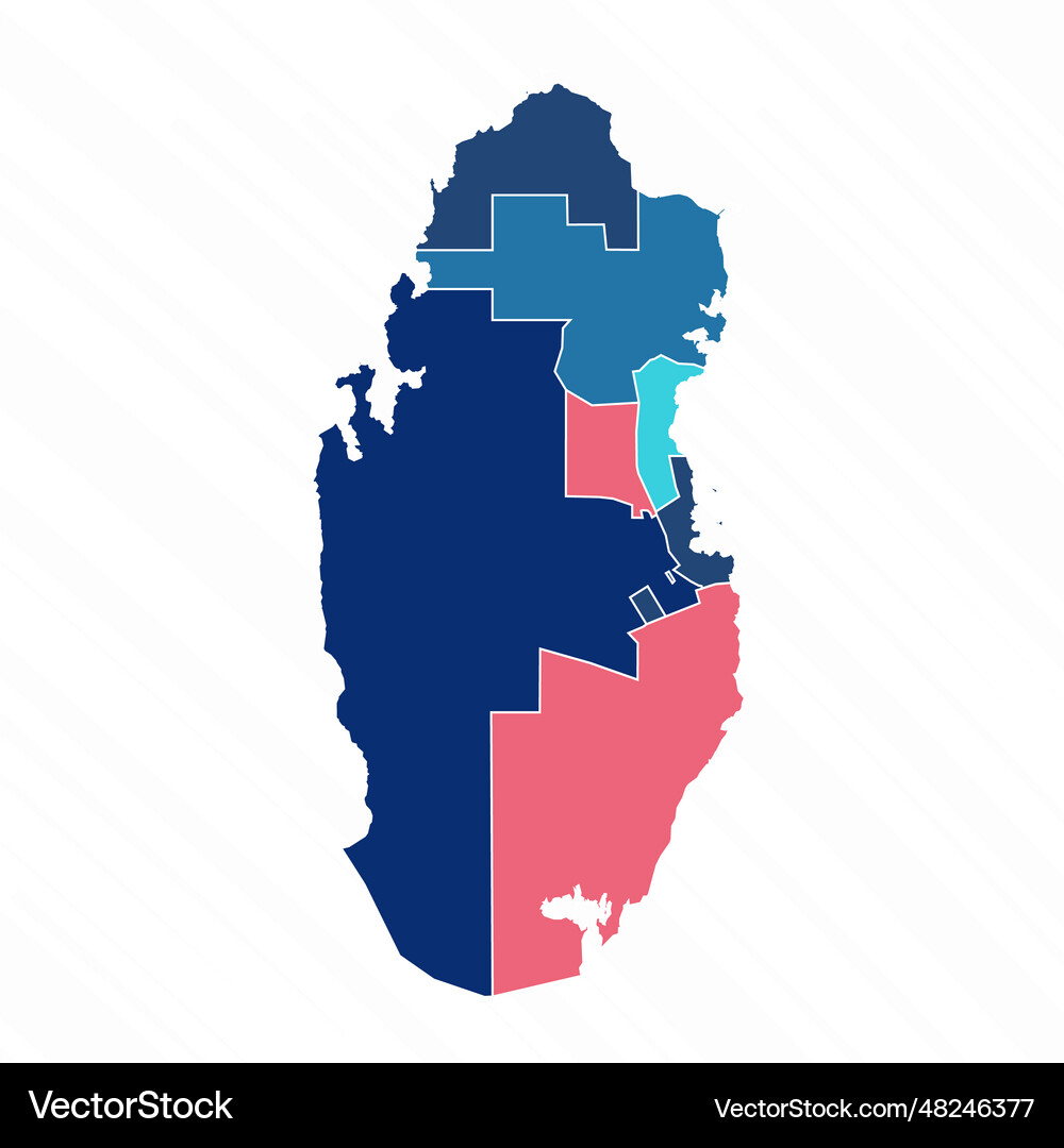 Multicolor map of qatar with provinces Royalty Free Vector
