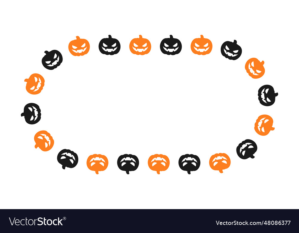 Oval jack o lantern pumpkin halloween frame Vector Image