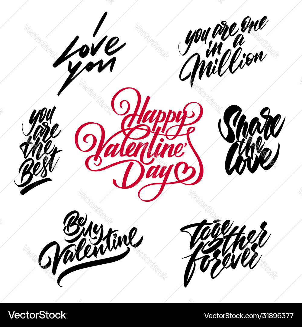 Set lettering for valentines day celebration Vector Image