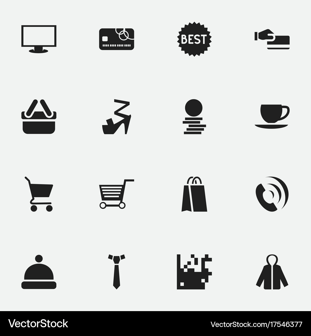Set of 16 editable shopping icons includes Vector Image