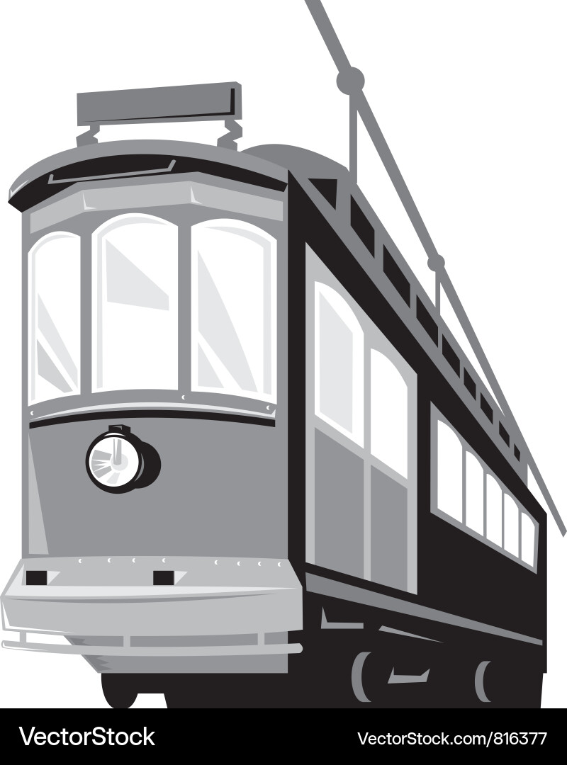 Vintage streetcar tram train Royalty Free Vector Image