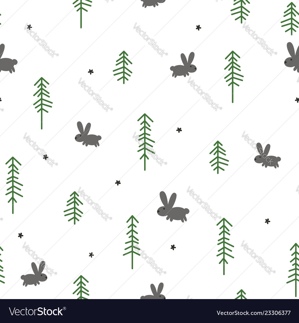 Winter rabbit seamless pattern Royalty Free Vector Image