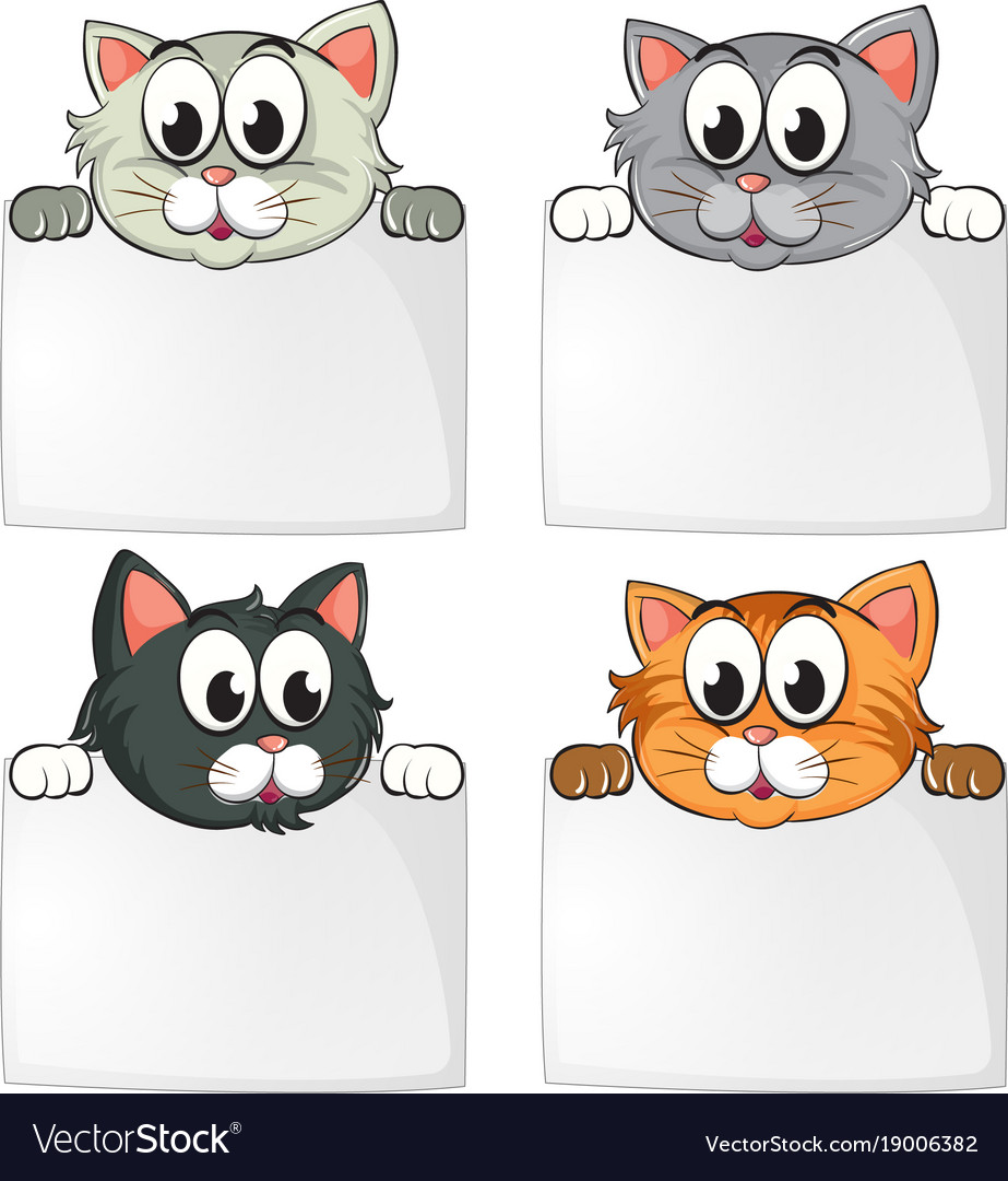 Cute cats with blank papers Royalty Free Vector Image