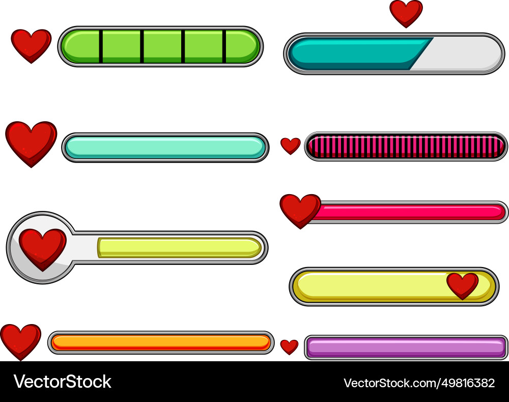 Health bar set cartoon Royalty Free Vector Image