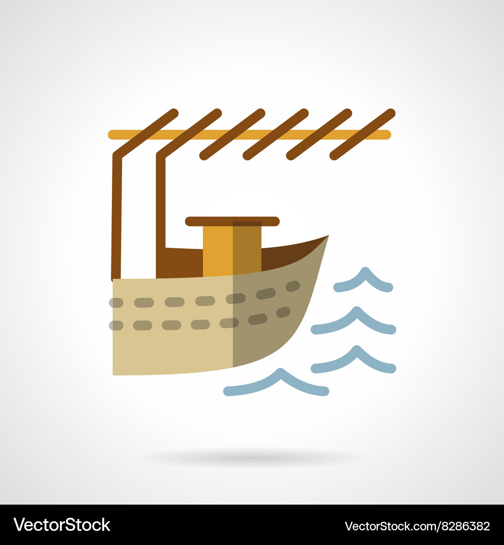 Landing for boat flat color design icon Royalty Free Vector